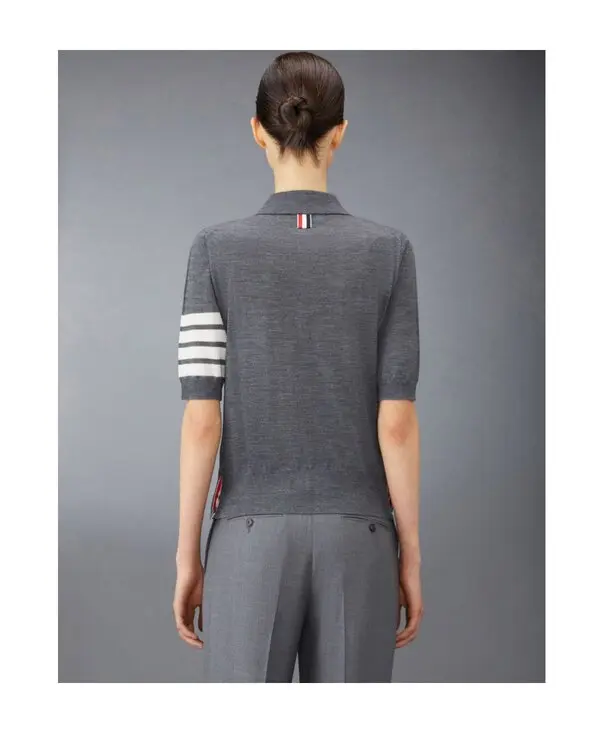 Thom Browne Four-bar Stripe Detail Short Sleeve Polo