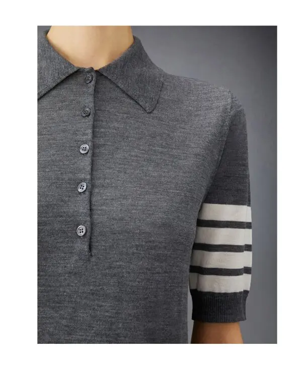 Thom Browne Four-bar Stripe Detail Short Sleeve Polo