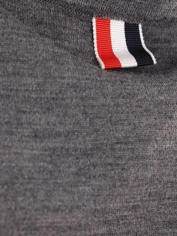 Thom Browne Four-bar Stripe Detail Short Sleeve Polo - Medium Gray