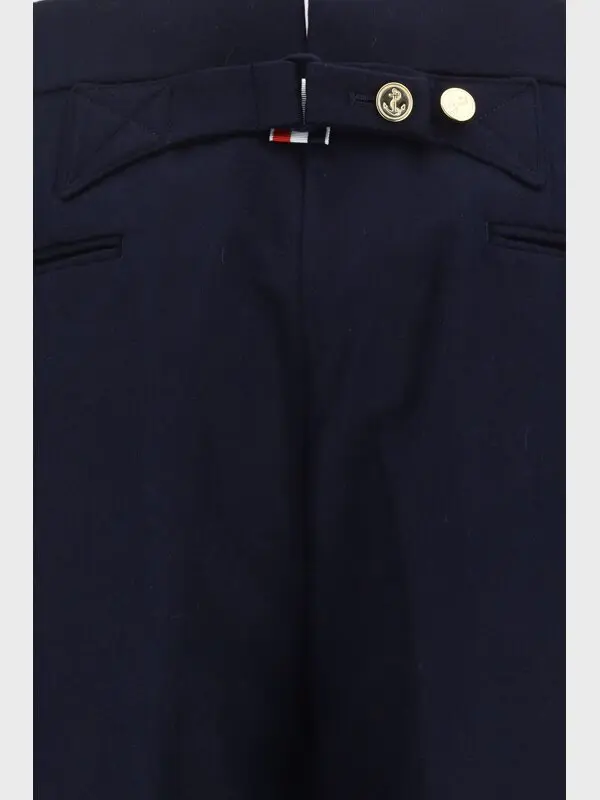 Thom Browne Four-bar Stripe Detail Flannel Trousers - Navy Blue