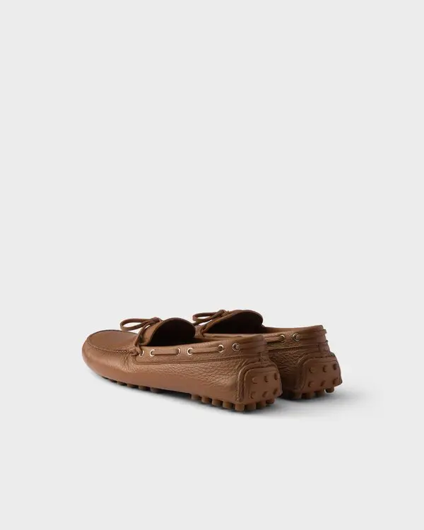 Prada Leather Driving Shoes - Cognac