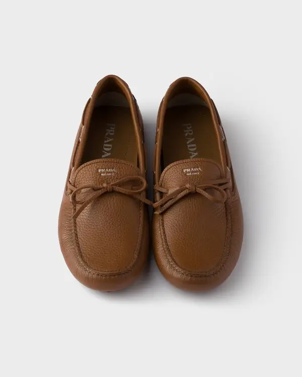 Prada Leather Driving Shoes - Cognac