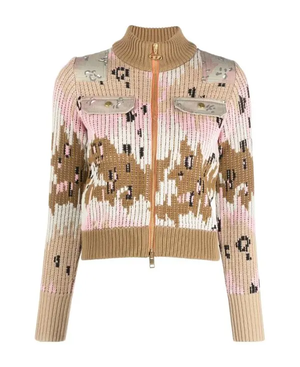 DIESEL® Abstract Pattern Zip Cardigan