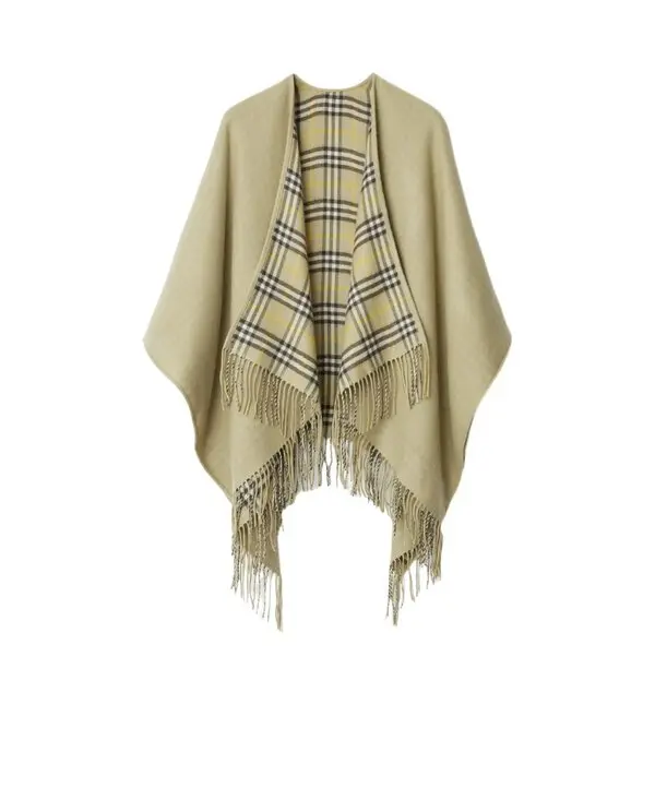 Burberry Vintage Check Reversible Wool Cape With Tassels - No