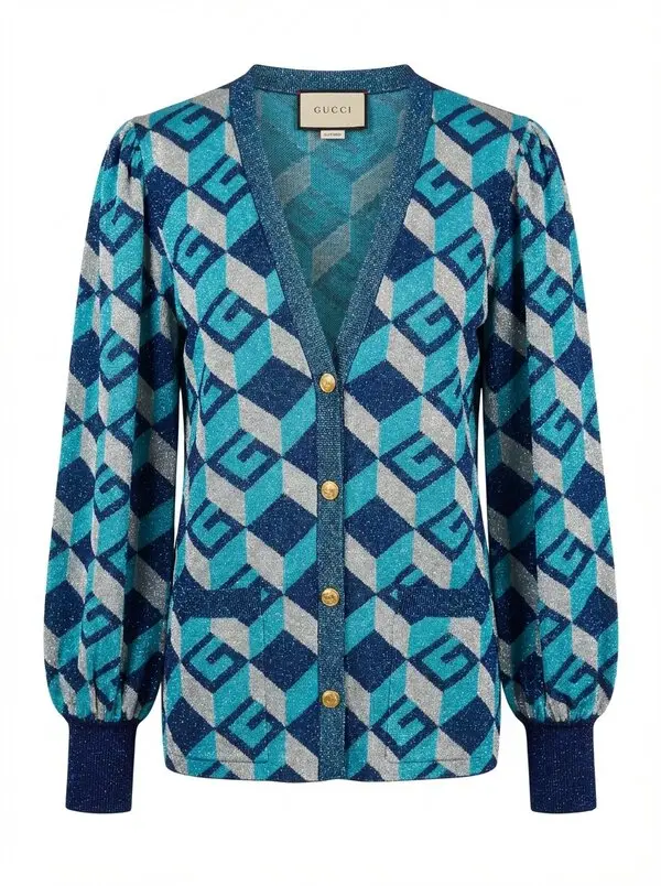 Gucci Geometric G Lamé Jacquard Cardigan