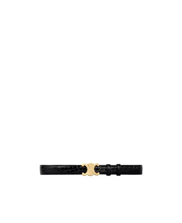 Celine Medium Triomphe Belt In Alligator - Black