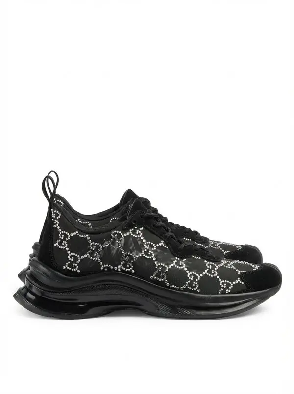 Gucci Run Gg Crystal Mesh Sneakers - Black