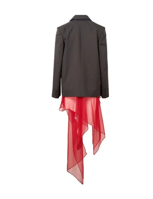 Sacai Double-breasted Suiting Jacket With Asymmetrical Overlay