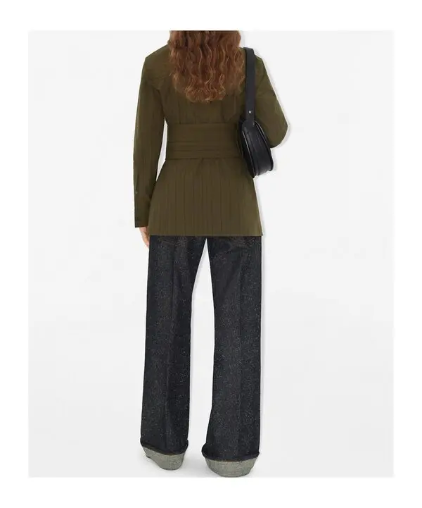 Burberry Regular Fit Striped Belted Waist Shirt