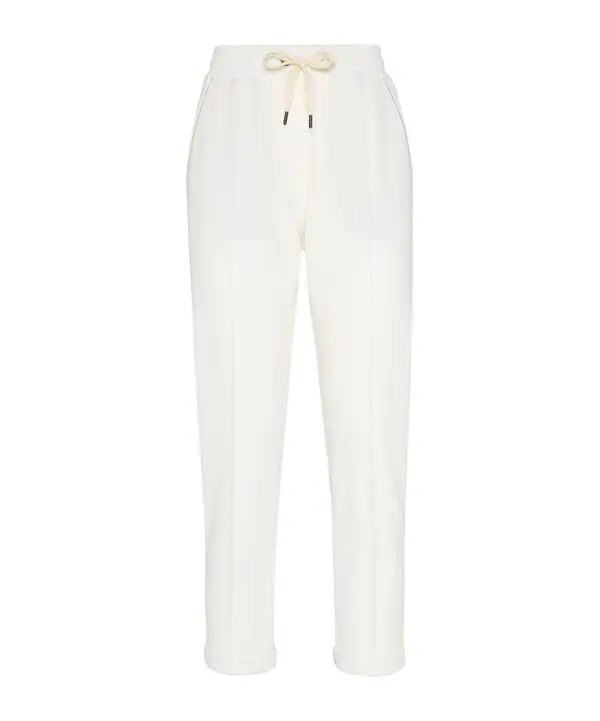 Brunello Cucinelli Drawstring Tapered-leg Sweatpants - White