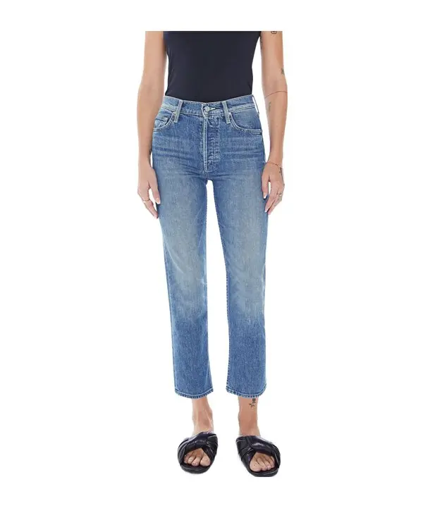 MOTHER High-rise Straight Leg Denim Pants - Blue