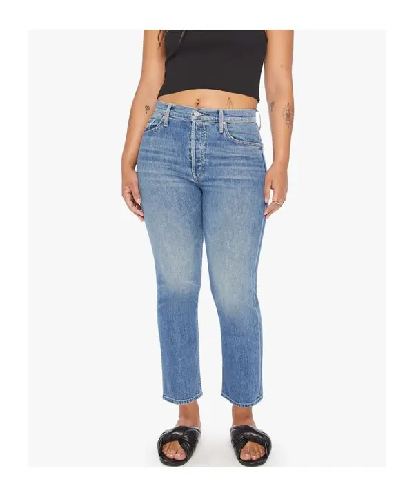 MOTHER High-rise Straight Leg Denim Pants