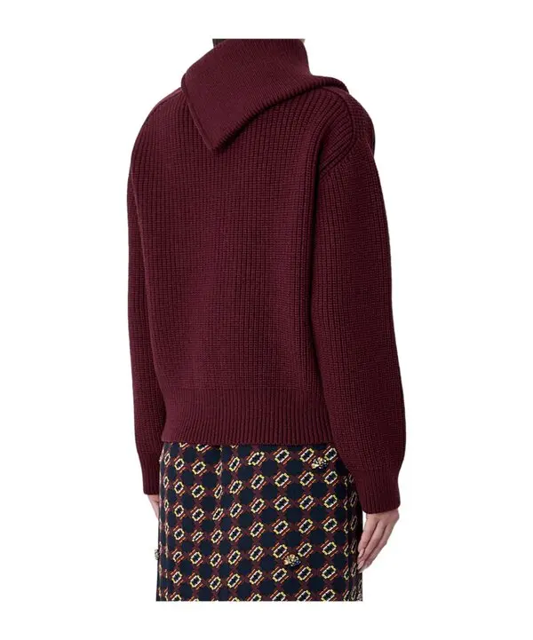 Dries Van Noten Wool Sweater With Asymmetrical Neckline And Zip Detail
