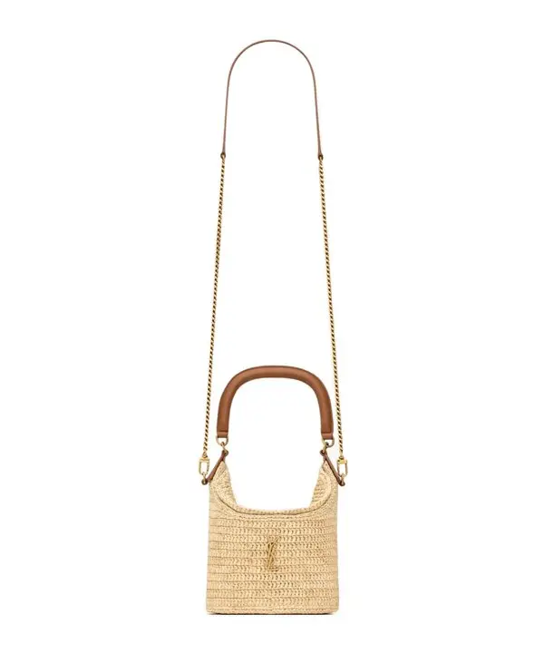 Saint Laurent Gaby Logo Plaque Bucket Bag - Nude
