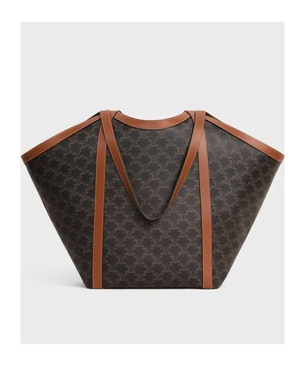 Celine Large Cabas In Triomphe Canvas And Calfskin
