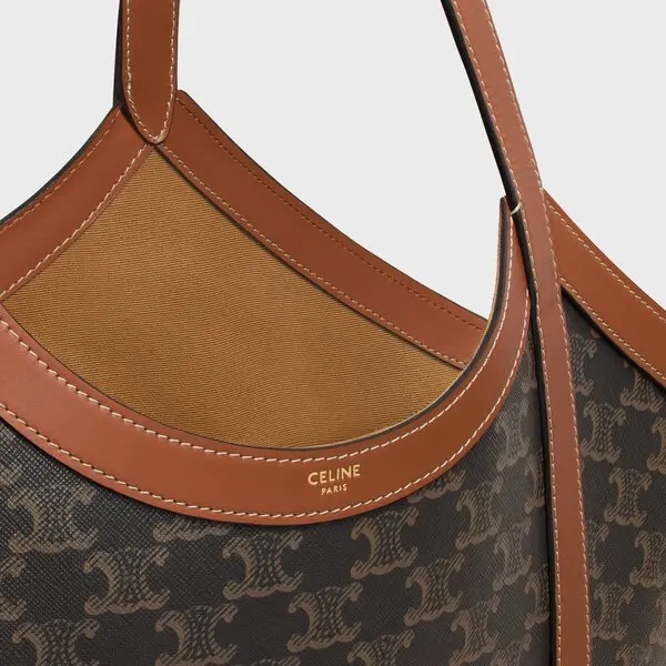 Celine Large Cabas In Triomphe Canvas And Calfskin