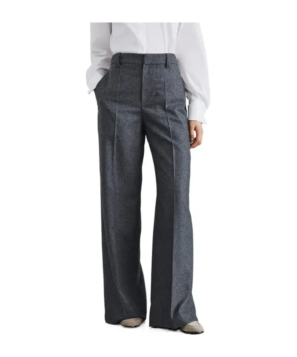 Brunello Cucinelli High-waist Wide-leg Tailored Trousers - Dark Gray