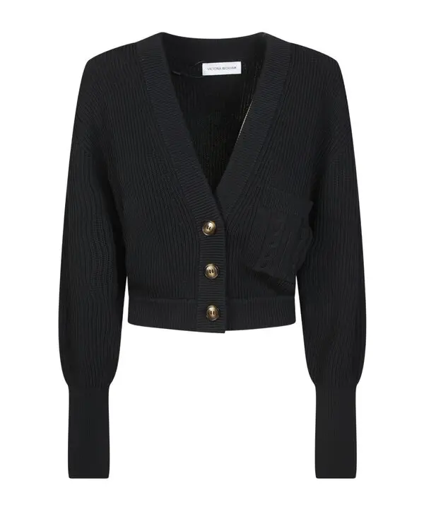 Victoria Beckham Cropped Cable Pocket Cardigan
