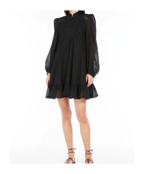 Max Mara Flared Hem Mini Dress With Lace Detail