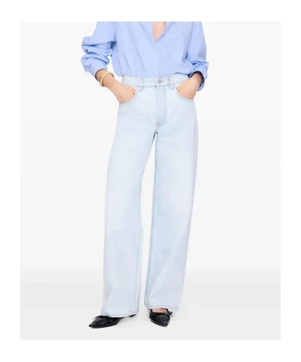 ANINE BING Manon High Waist Wide-leg Jeans - White