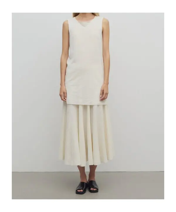 THE ROW Jaliah Cotton And Linen Blended Skirt - White