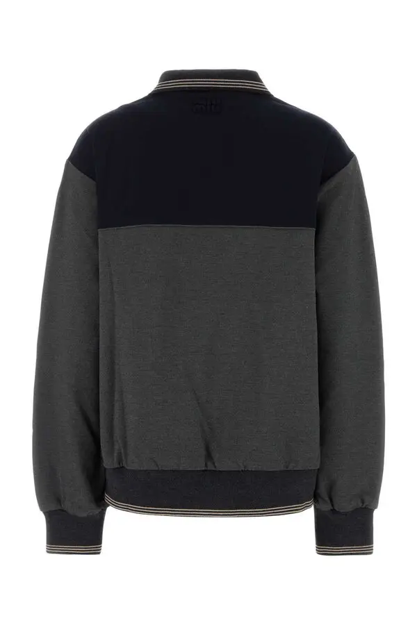 Miu Miu Two-toned Polo Sweatshirt - Anthracite/blue