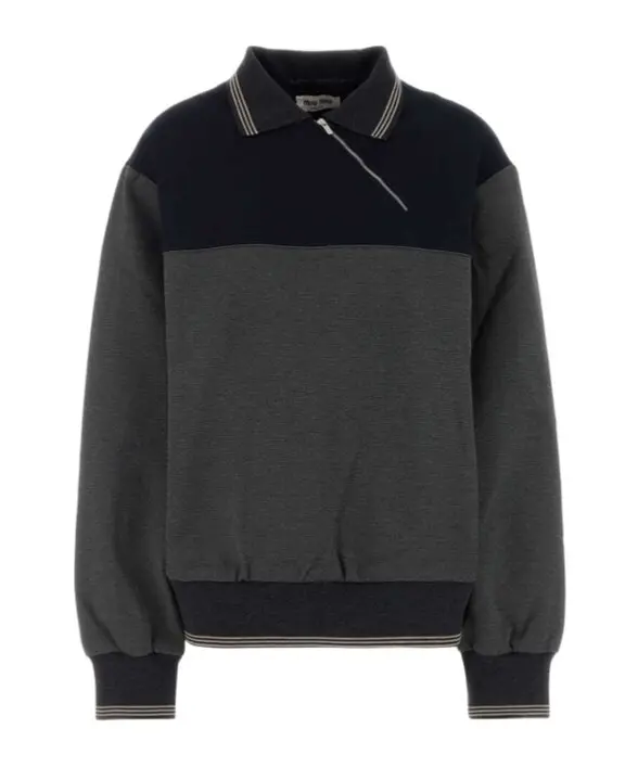 Miu Miu Two-toned Polo Sweatshirt - Grey