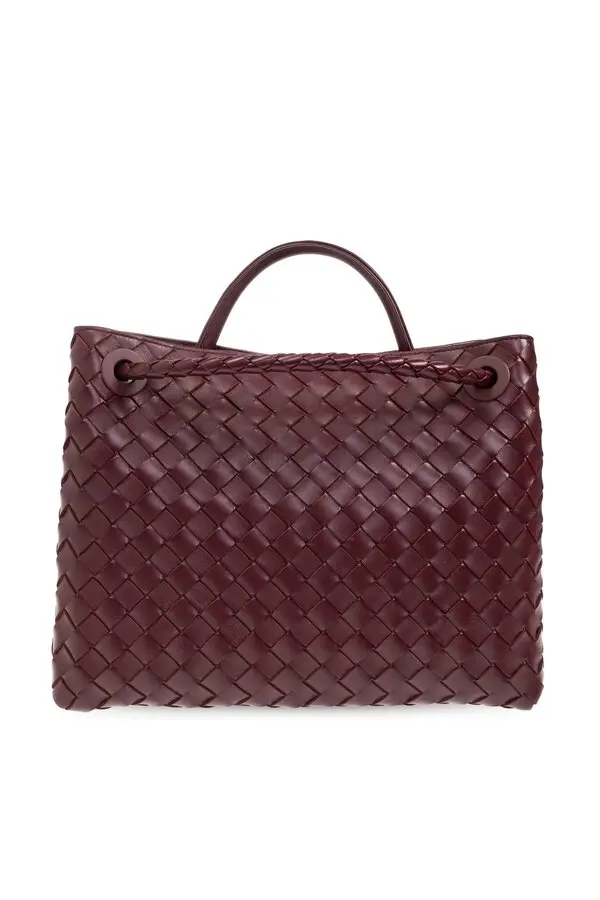 Bottega Veneta Woven Shoulder Bag With Braided Handles - Dark Red