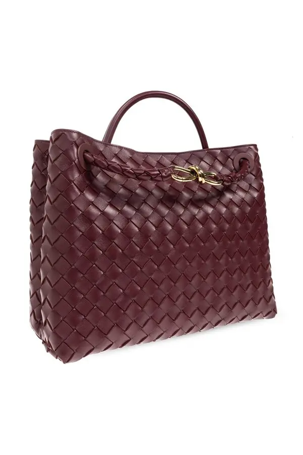 Bottega Veneta Woven Shoulder Bag With Braided Handles - Dark Red