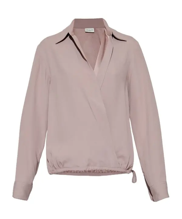 Dries Van Noten Long Sleeve V-neck Blouse - Nude