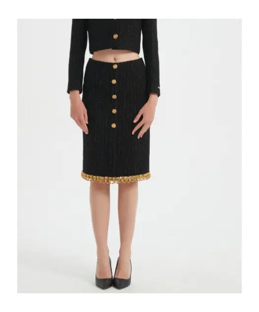 Marissa Chiara Button Detailed Mini Dress With Embellished Hem