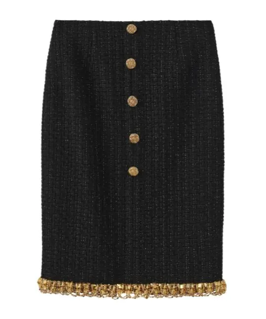 Marissa Chiara Button Detailed Mini Dress With Embellished Hem - Black
