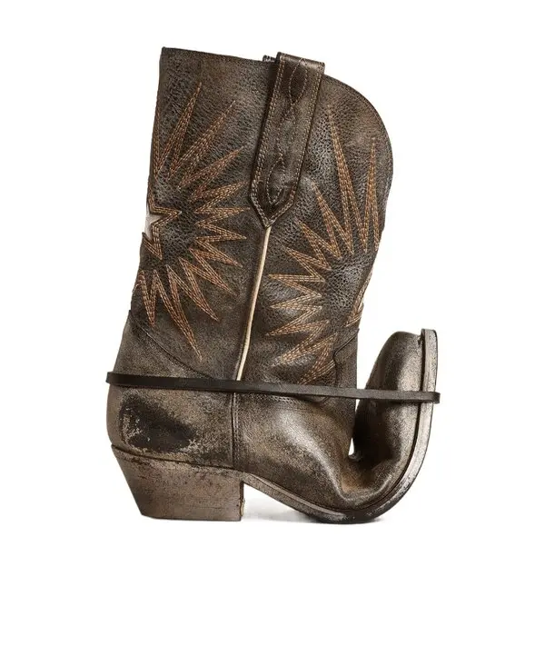 GOLDEN GOOSE Wishstar Embroidered Western Boots - Black