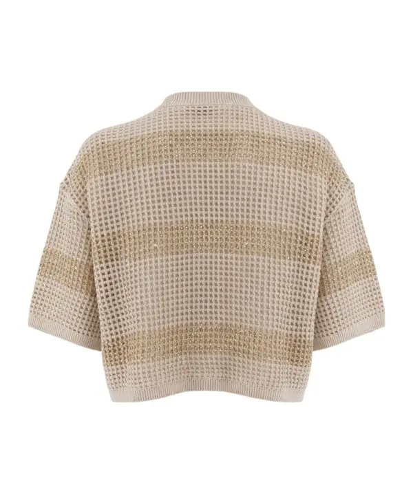 Brunello Cucinelli Cropped Cardigan With Sequined Stripes