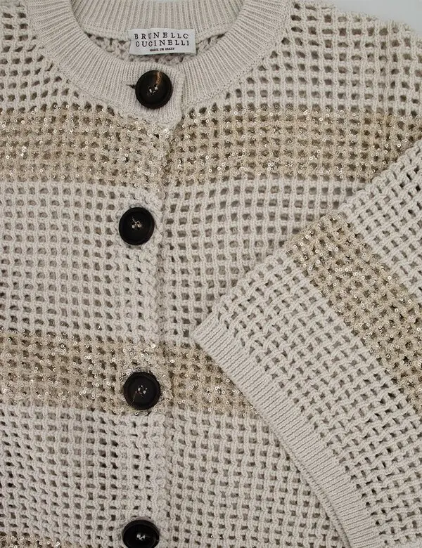 Brunello Cucinelli Cropped Cardigan With Sequined Stripes