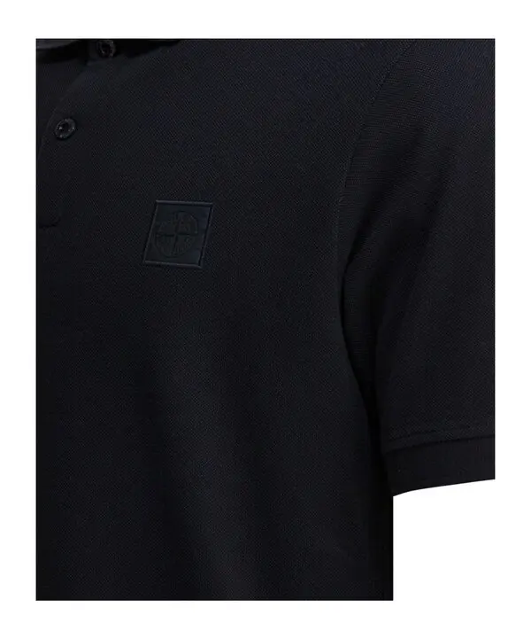 Stone Island Logo Patch Short Sleeved Polo Shirt - Blue