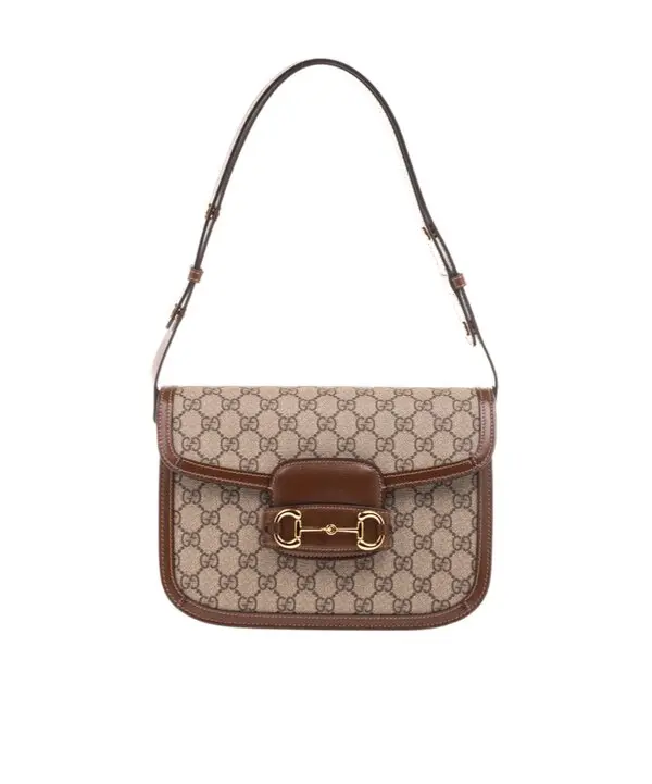 Gucci 1955 Horsebit Gg Supreme Shoulder Bag - Brown