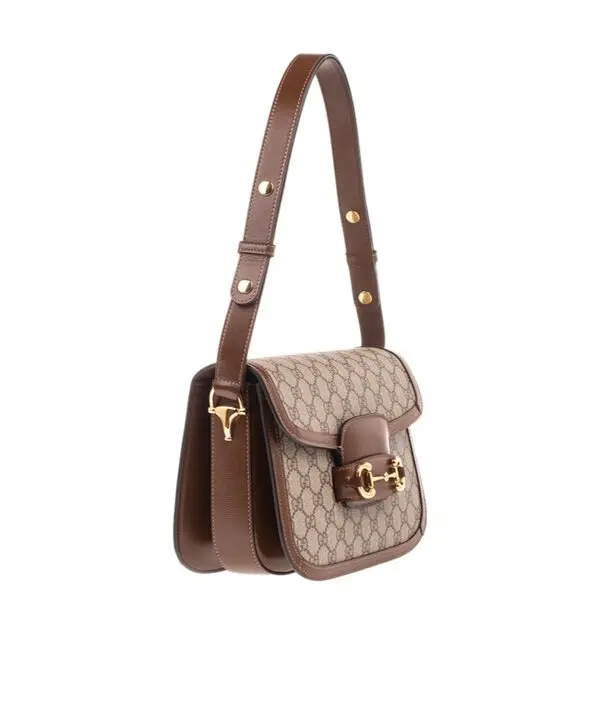 Gucci 1955 Horsebit Gg Supreme Shoulder Bag - Brown