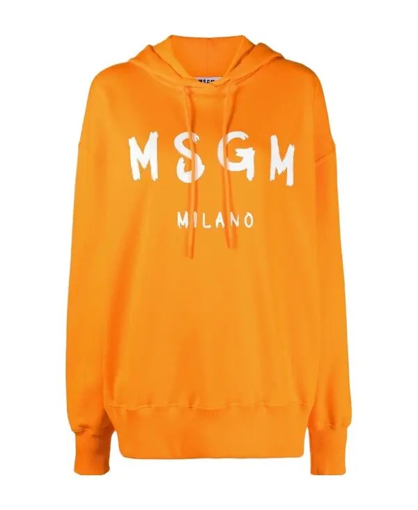 MSGM Logo Detail Hoodie - Orange
