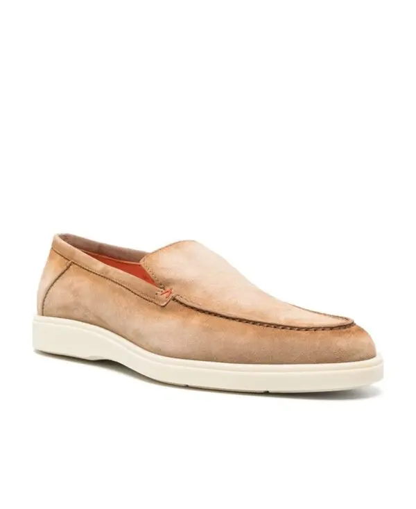 Santoni Almond Toe Slip-on Loafers