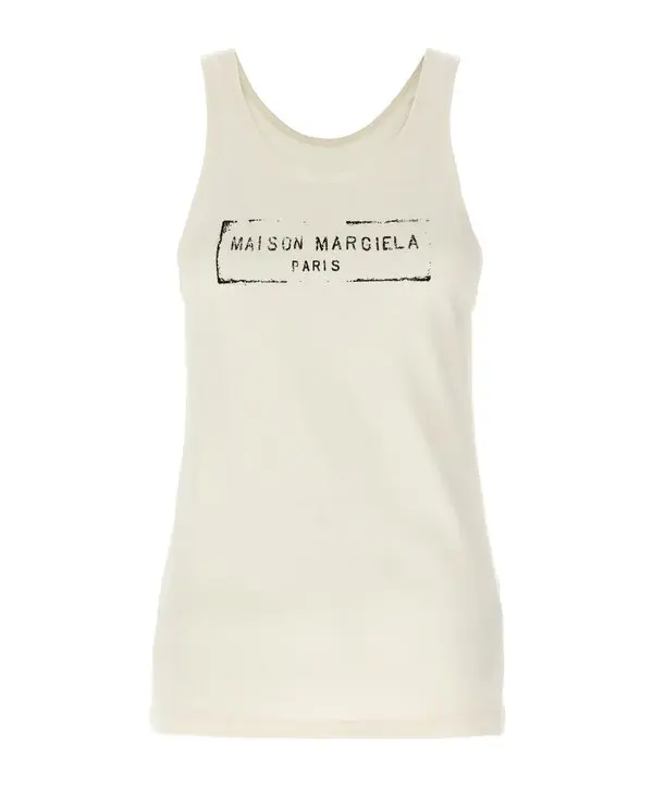 MAISON MARGIELA Logo Print Tank Top - Beige