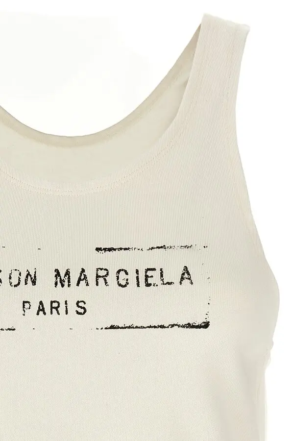 MAISON MARGIELA Logo Print Tank Top - Beige