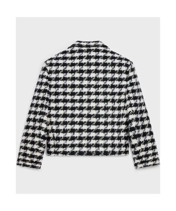 Celine Garance Jacket In Houndstooth Wool Natt
