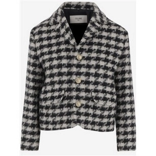 Celine Garance Jacket In Houndstooth Wool Natt
