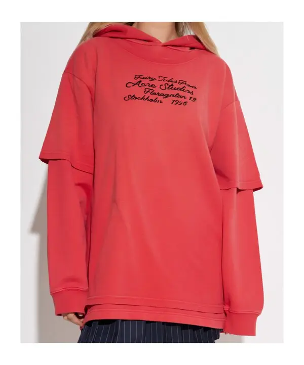 Acne Studios Long-sleeved Hooded Sweatshirt With Graphic Print