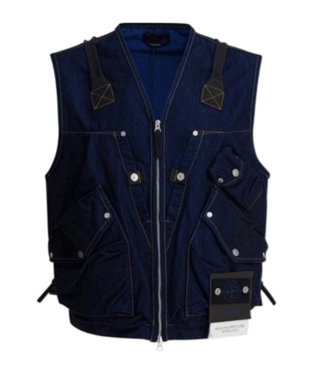 Stone Island Sleeveless Vest With Two-way Zipper - Black