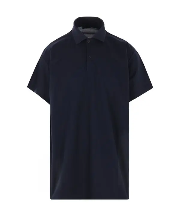 Balenciaga Logo Embroidered Polo Shirt - Navy Blue