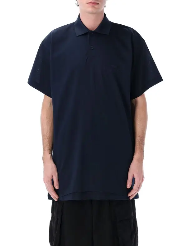 Balenciaga Logo Embroidered Polo Shirt - Navy Blue