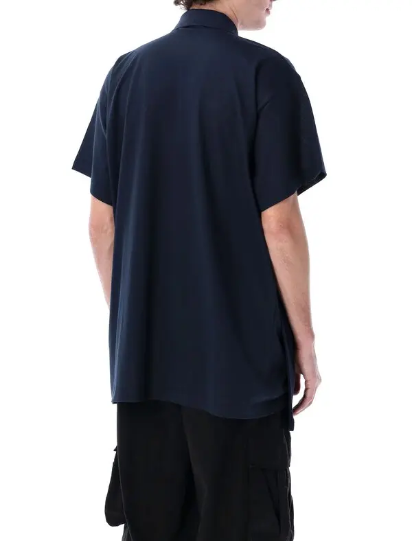 Balenciaga Logo Embroidered Polo Shirt - Navy Blue