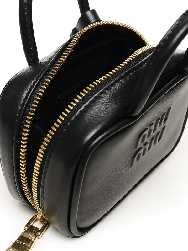 Miu Miu Logo Embossed Leather Trick Keychain